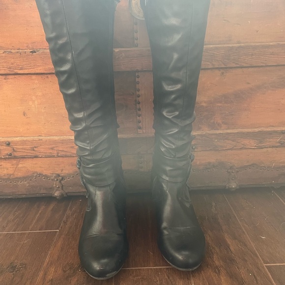 tender tootsies | Shoes | Black Heeled Tender Tootsie Wide Calf Boots ...